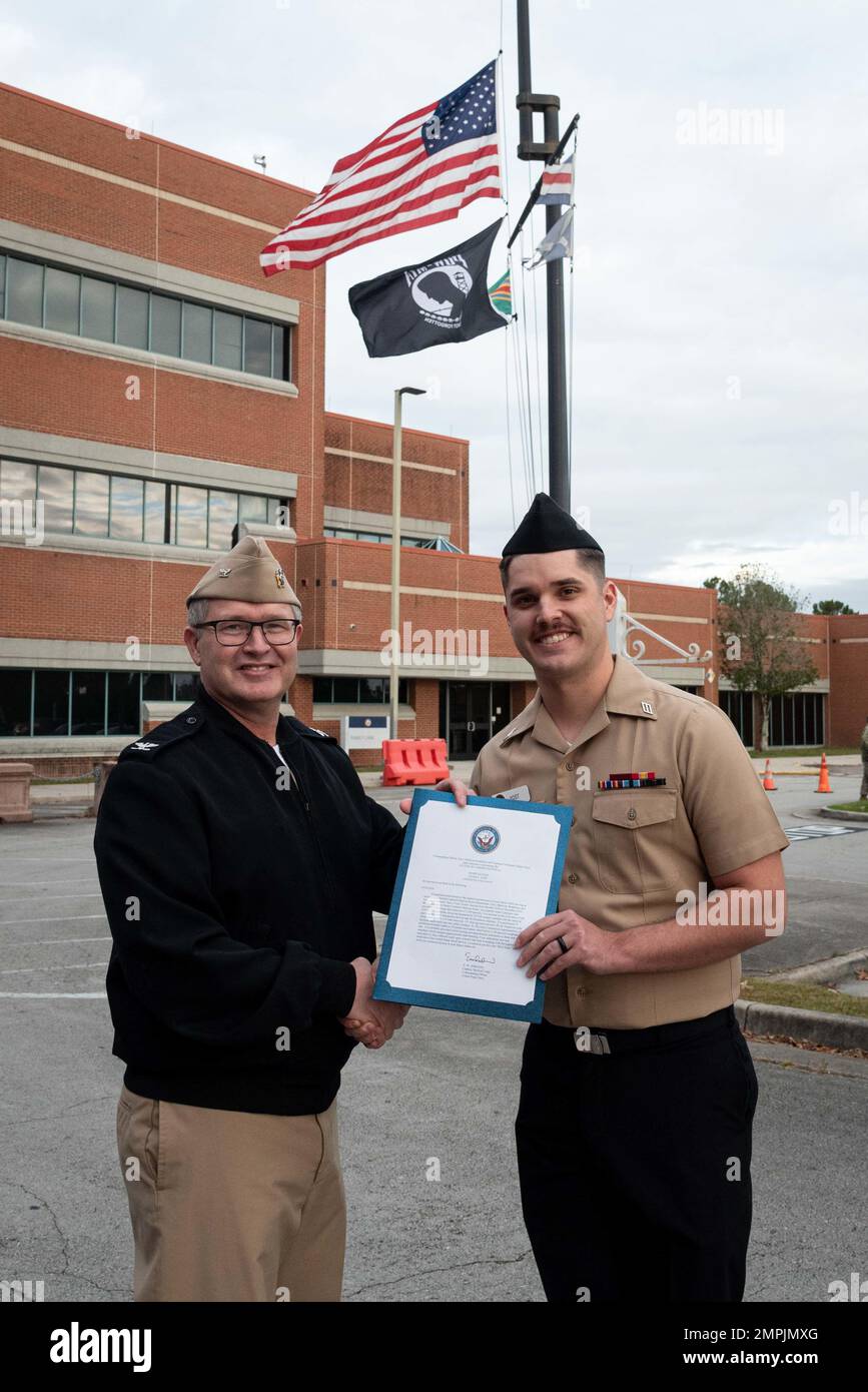 Hospitalman Noah Yost receives a Letter of Commendation for his service ...