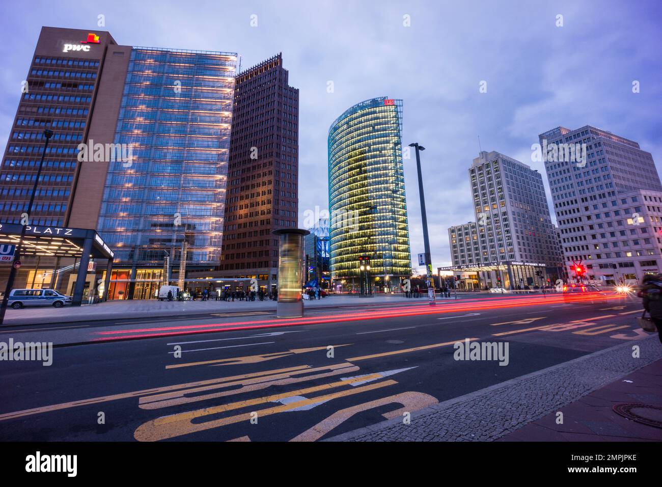 night bus crossing Potsdamer Platz, Berlin, germany, europe Stock Photo ...