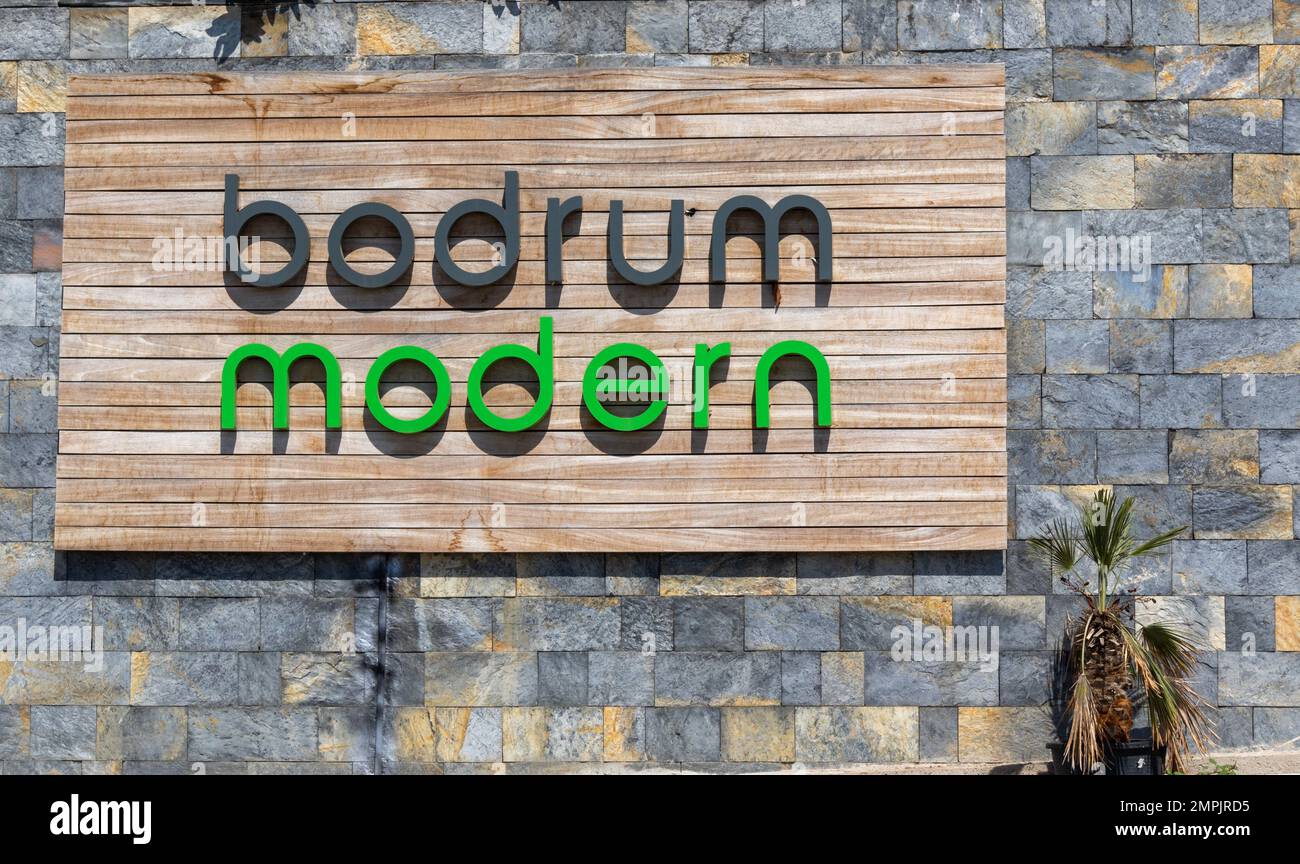 Bodrum modern hotel sign Stock Photo - Alamy