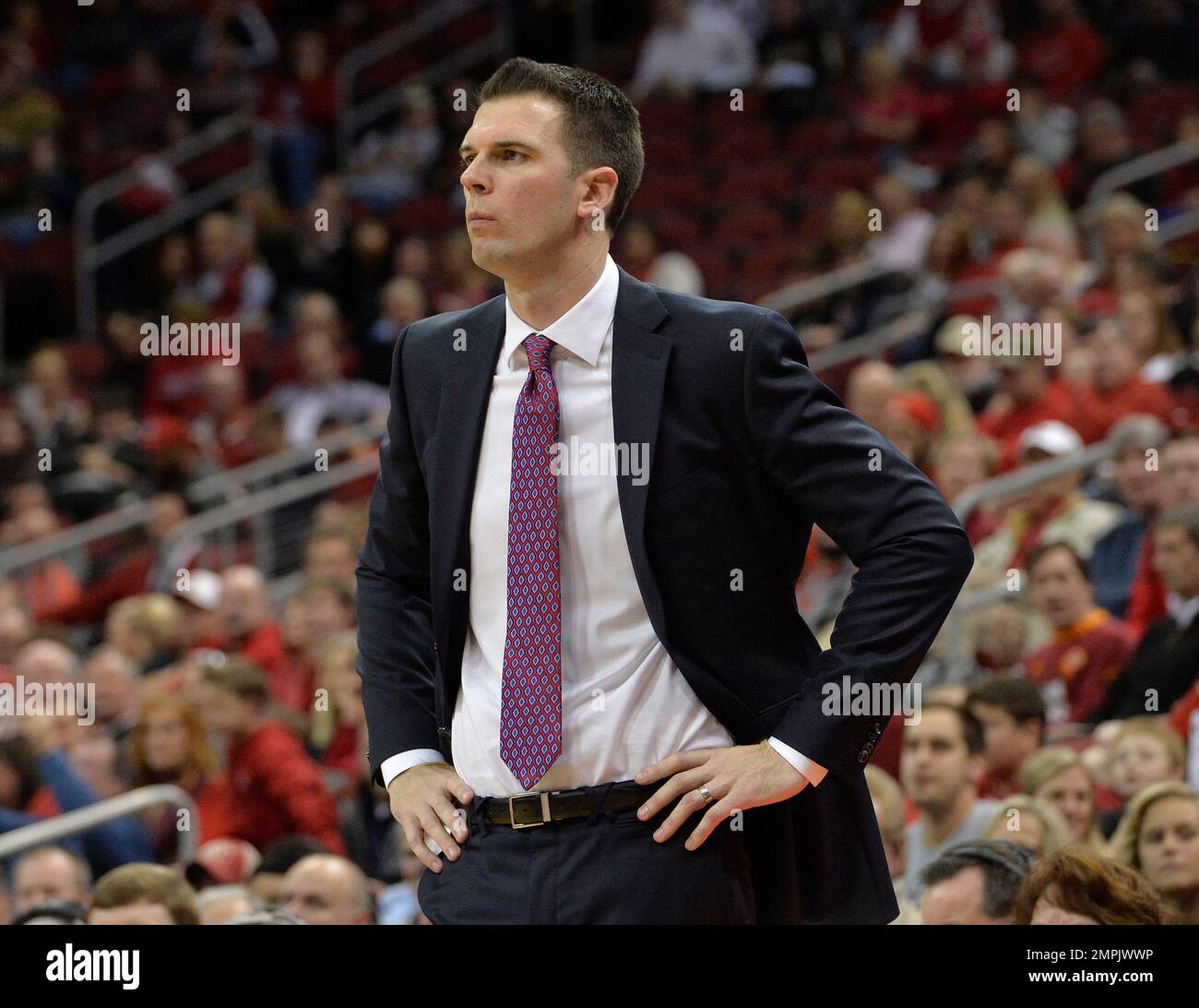 Louisville interim head coach David Padgett watches his team during the ...