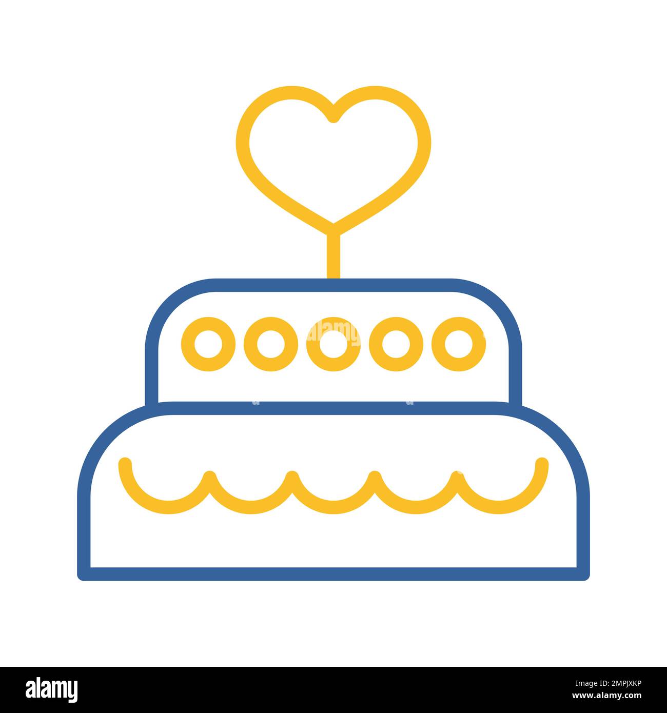 Wedding cake dessert with heart icon. Valentines day symbol. Vector ...