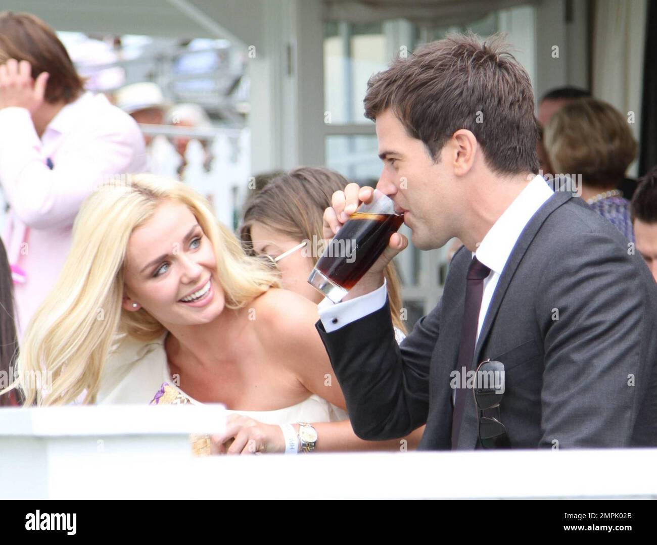 Katherine Jenkins and Gethin Jones attend the 26th Cartier International Polo Day at Guards Polo ...