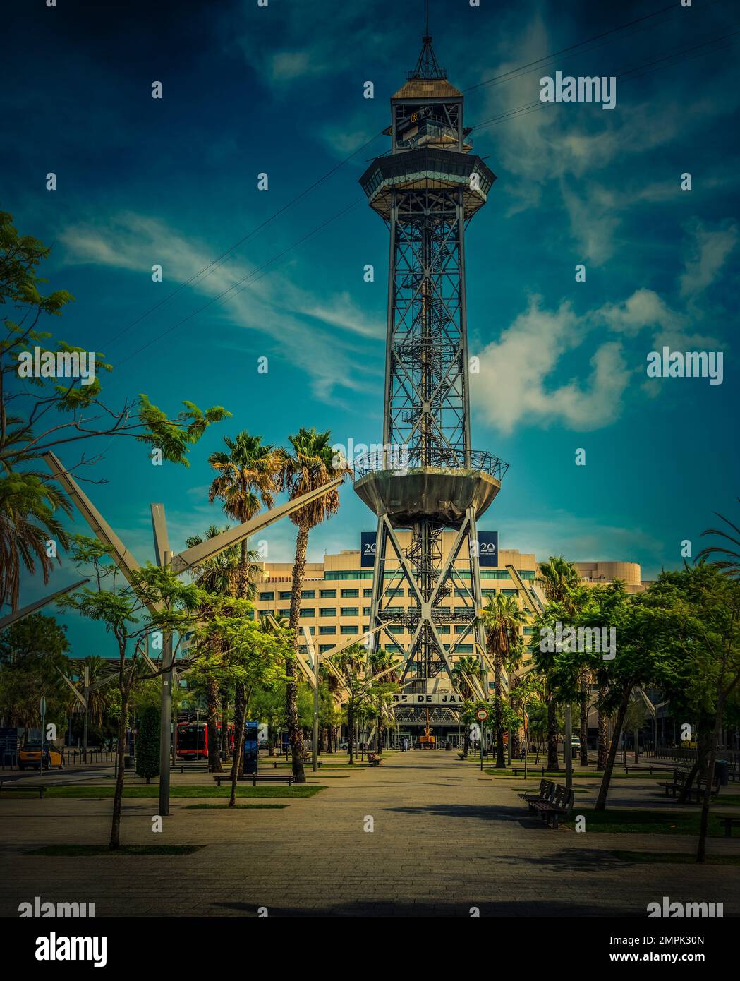 Aerial Tramway Mast Torre Jaume, Barcelona, Catalonia, Spain Stock ...