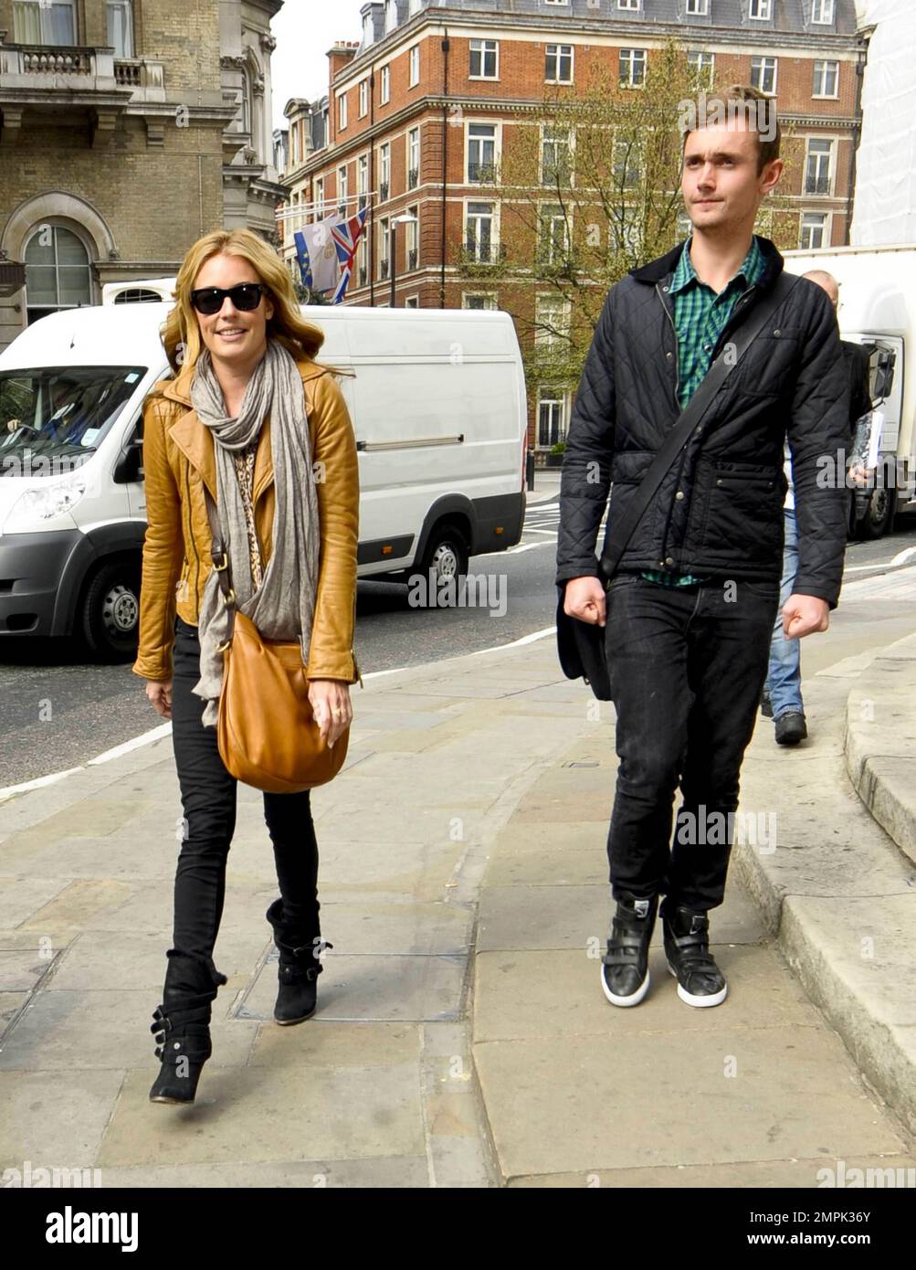 Television presenter Cat Deeley strolls with a friend in the west end ...