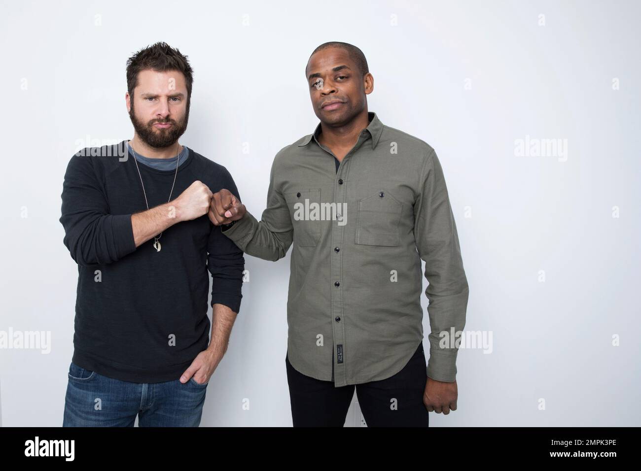 In this Nov. 27, 2017 photo, actors James Roday, left, and Dule Hill ...