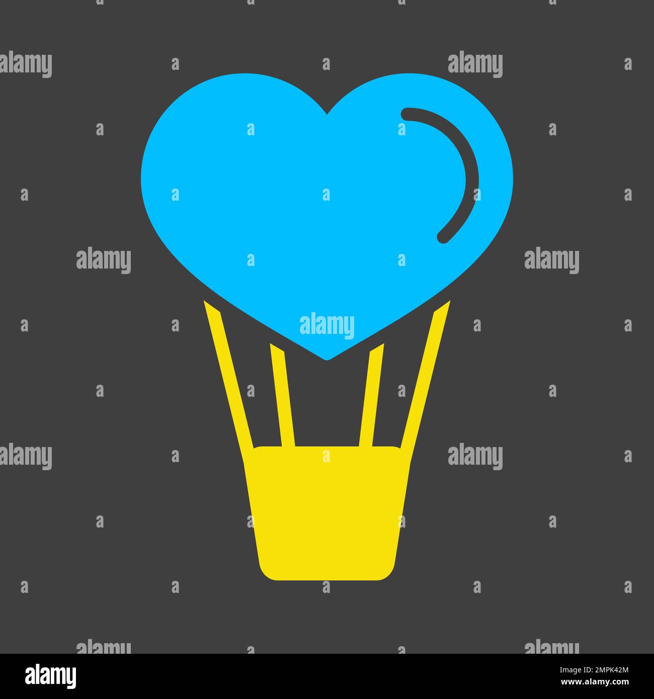 Heart air balloon glyph on dark background icon. Valentines day symbol ...