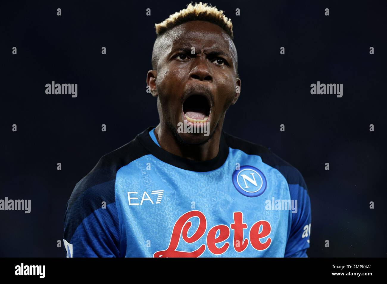 Victor Osimhen of SSC Napoli celebrates after scoring the goal of 1-0 ...