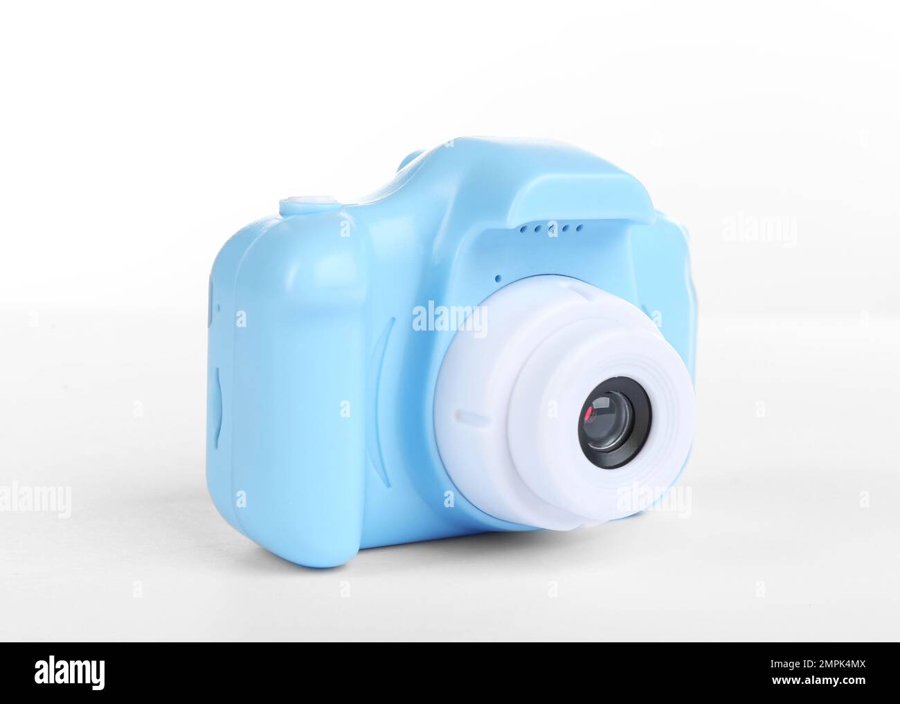 Light blue toy camera isolated on white Stock Photo - Alamy