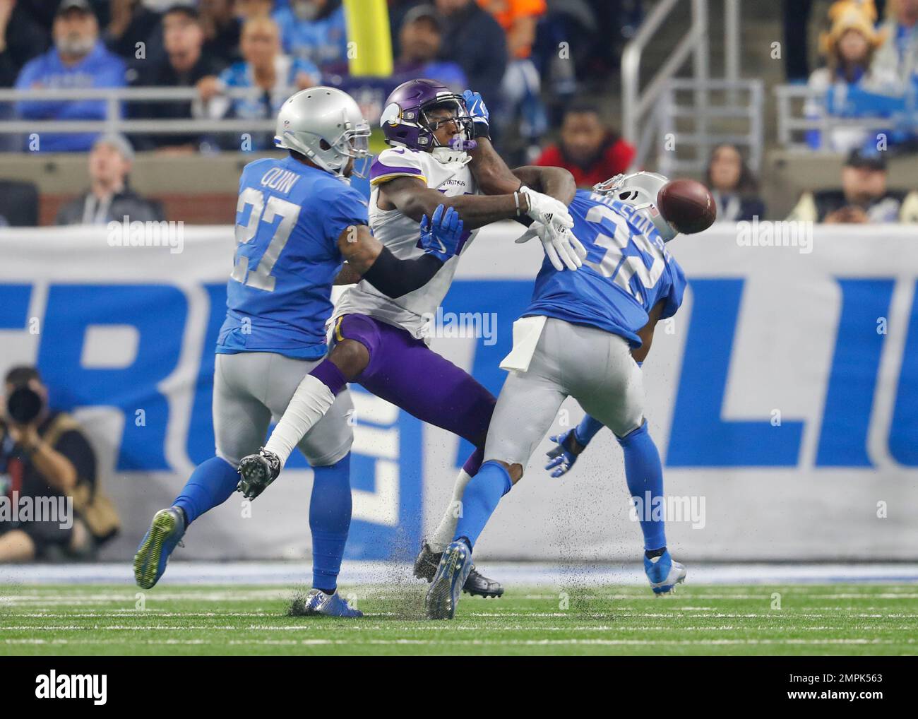 Detroit Lions strong safety Tavon Wilson (32) breaks up a pass intended ...
