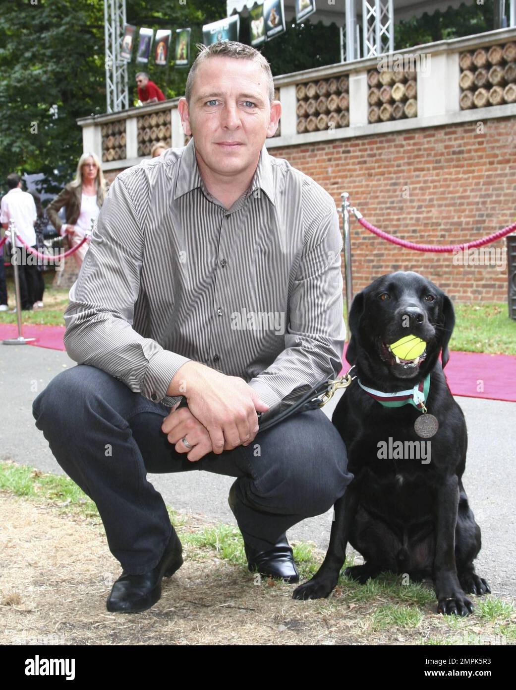 Sergeant David Heyhoe with army explosives search dog Treo at the UK ...