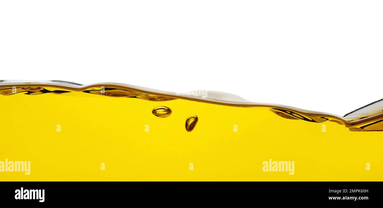 Cooking oil flow isolated on white. Color liquid Stock Photo - Alamy