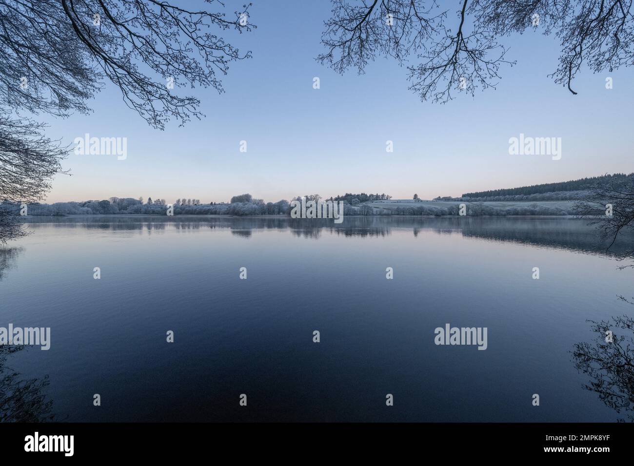Loch Arthur, on a very cold, frosty morning, Beeswing, Dumfries and ...