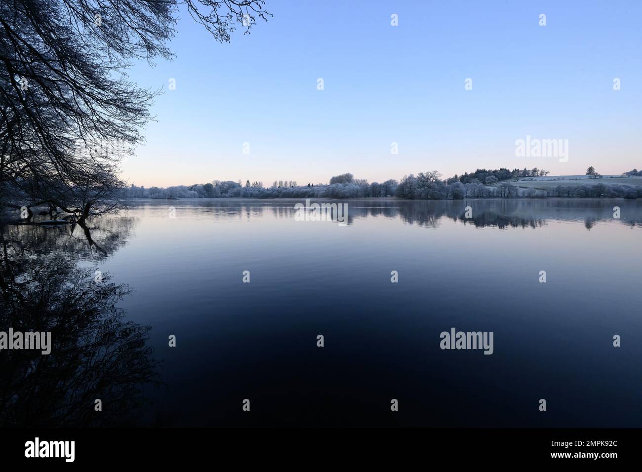 Loch Arthur, on a very cold, frosty morning, Beeswing, Dumfries and ...