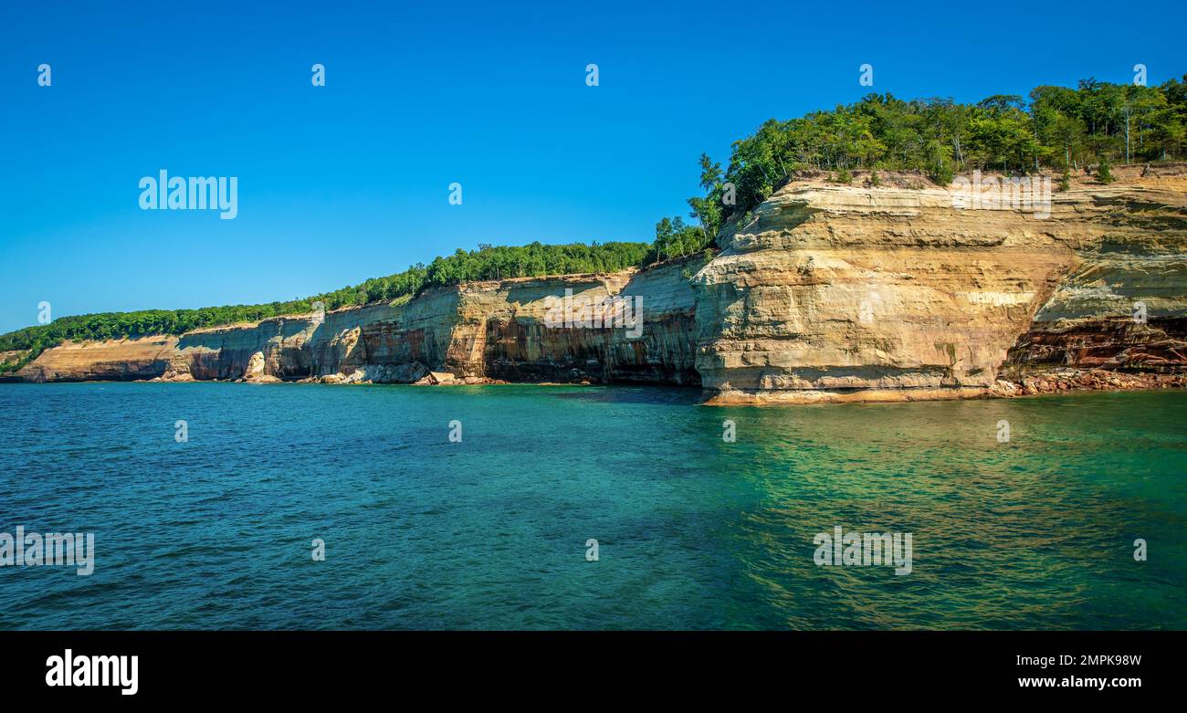 Scenic Pictured Rock Lakeshore from lake Superior Northern Michigan ...