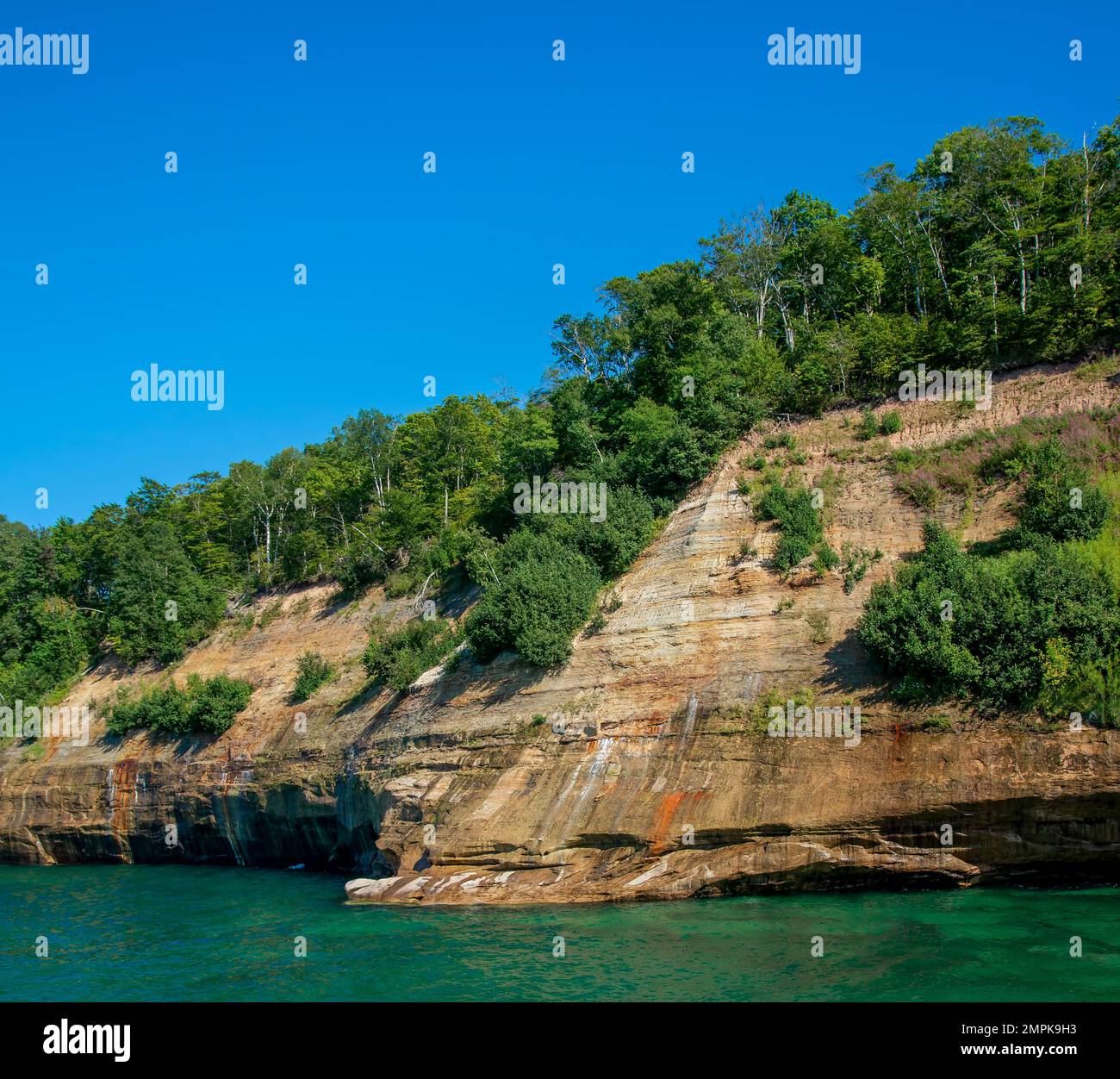 Scenic Pictured Rock Lakeshore from lake Superior Northern Michigan ...