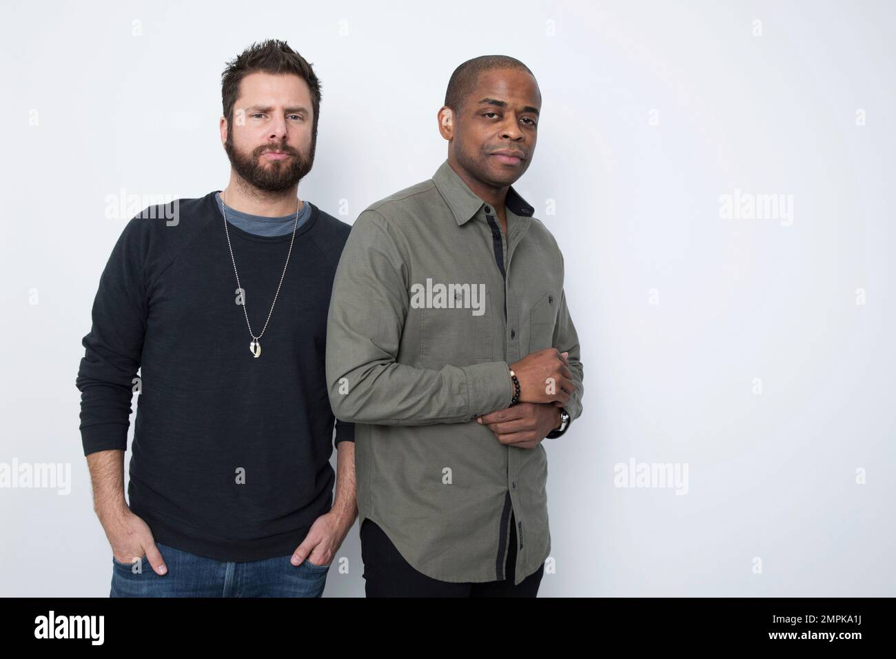 In this Nov. 27, 2017 photo, actors James Roday, left, and Dule Hill ...