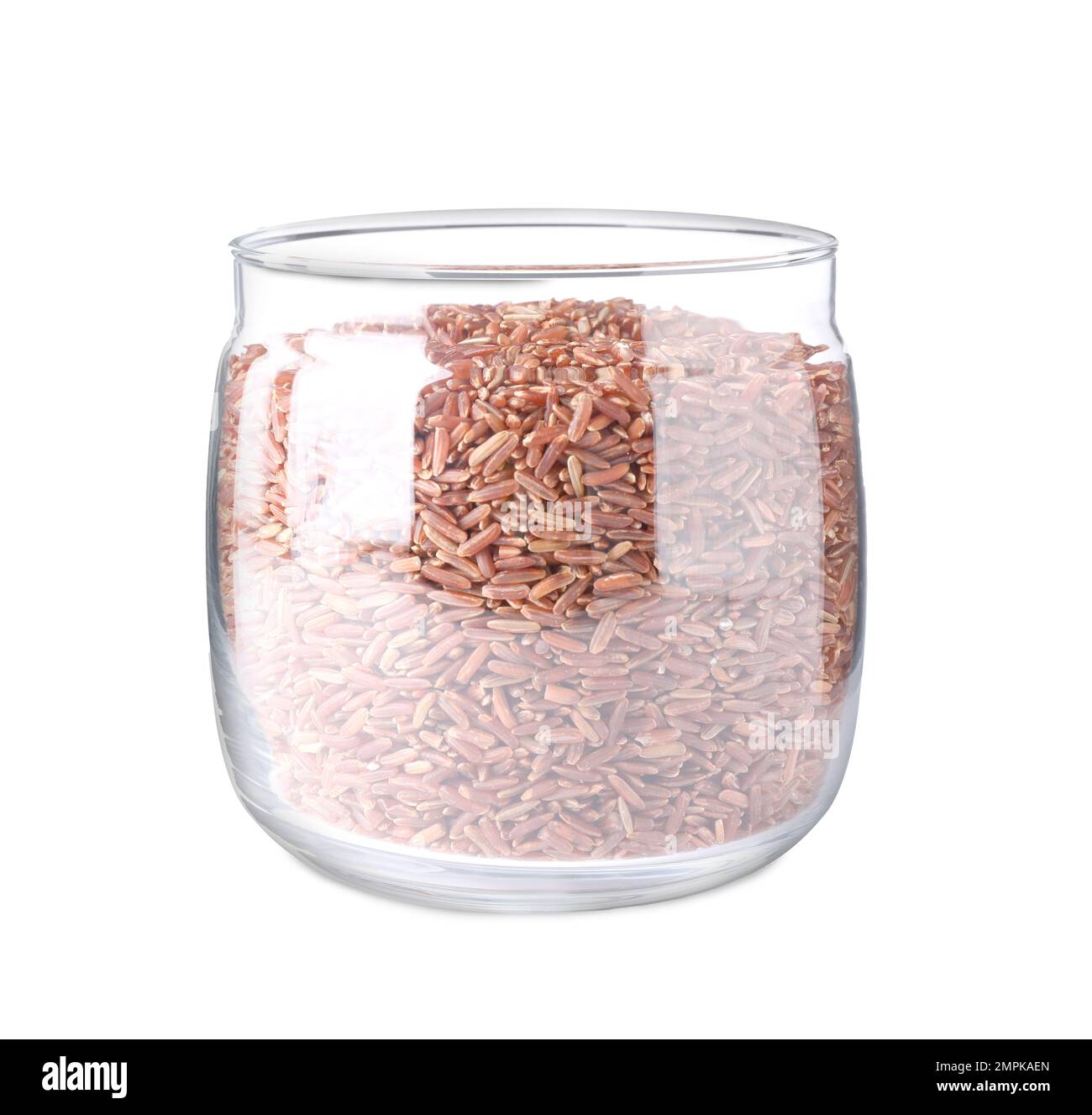 Brown rice in jar isolated on white Stock Photo - Alamy