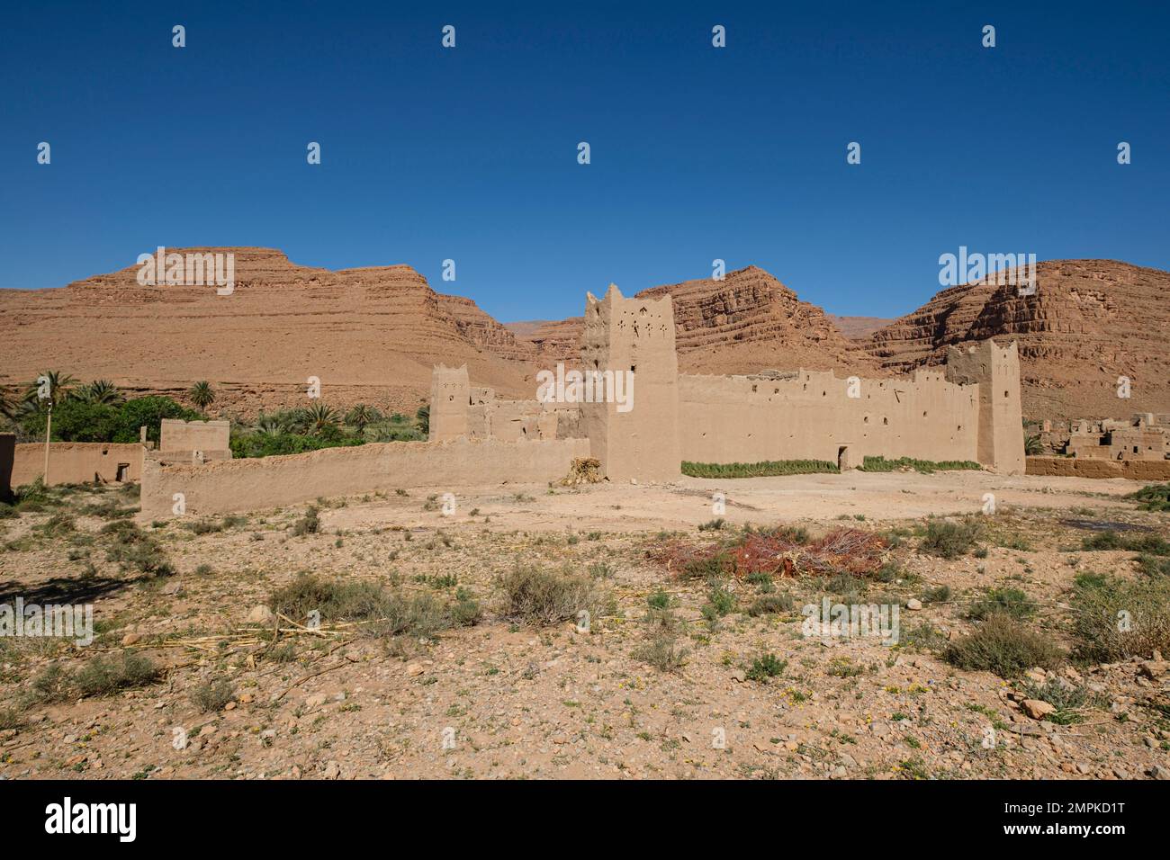 mud and adobe architecture, Ifri kasbah, Ziz river valley, Atlas ...