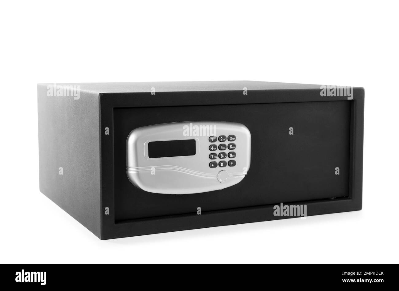 Black steel safe with electronic lock isolated on white Stock Photo - Alamy