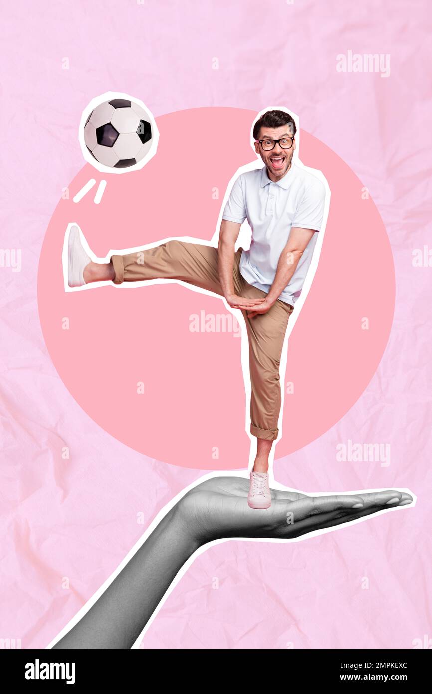 Photo design minimal collage photo of young soccer fan celebrate ...