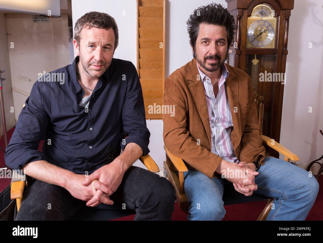 In this April 28, 2017 photo, Chris O'Dowd, left, and Ray Romano pose ...