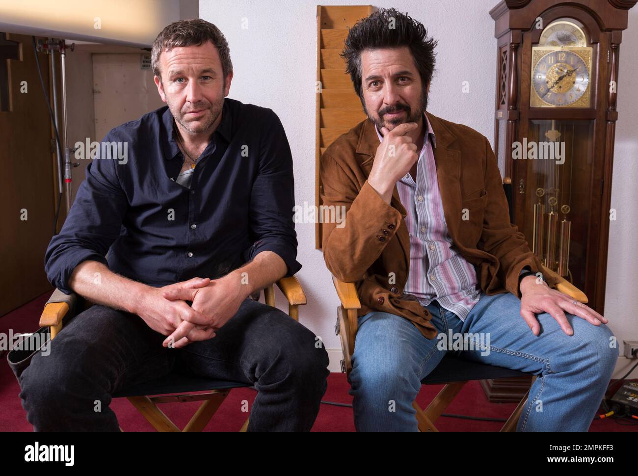 In this April 28, 2017 photo, Chris O'Dowd, left, and Ray Romano pose ...