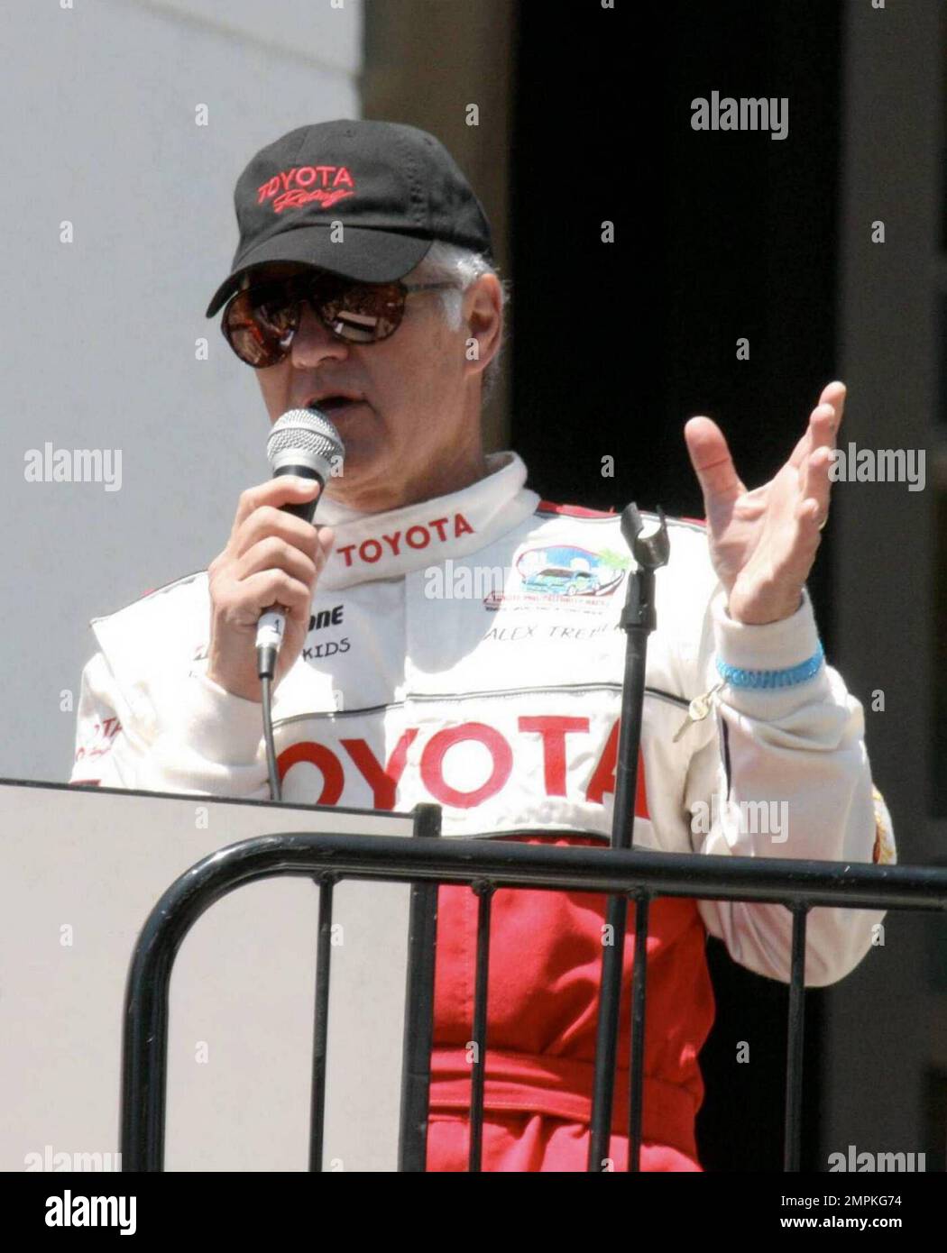 Alex Trebek takes part in the post-race intervies following the Long ...