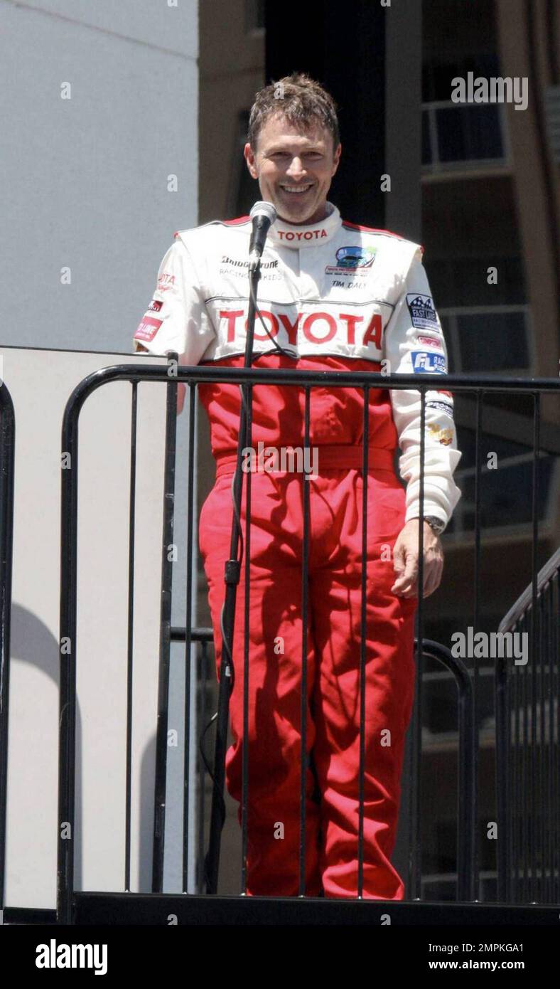 Tim Daly takes part in the post-race intervies following the Long Beach ...