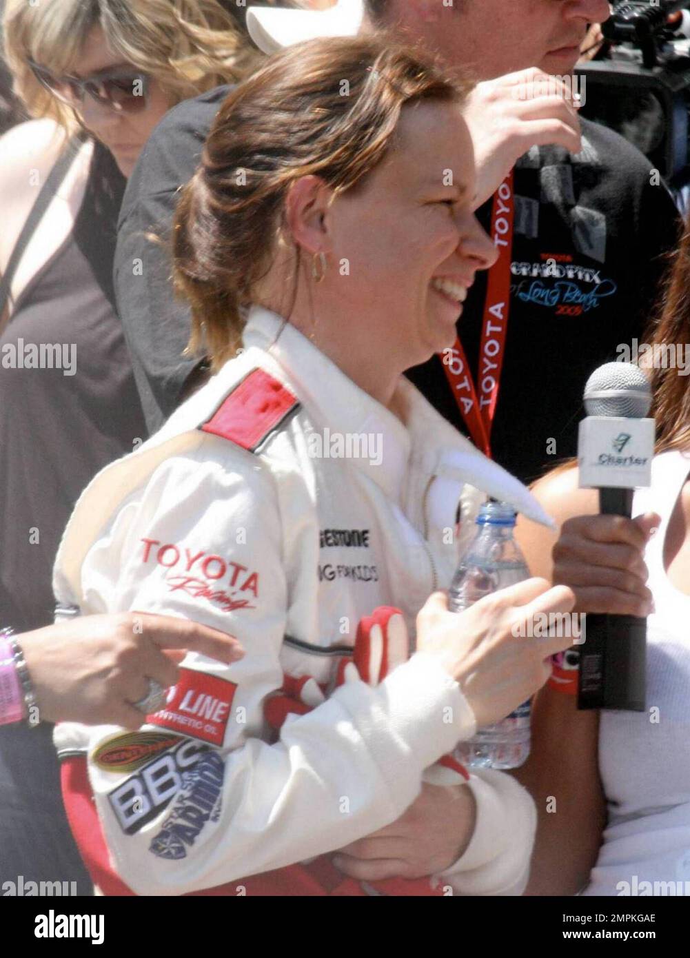 Mary Lynn Rajskub takes part in the post-race intervies following the ...