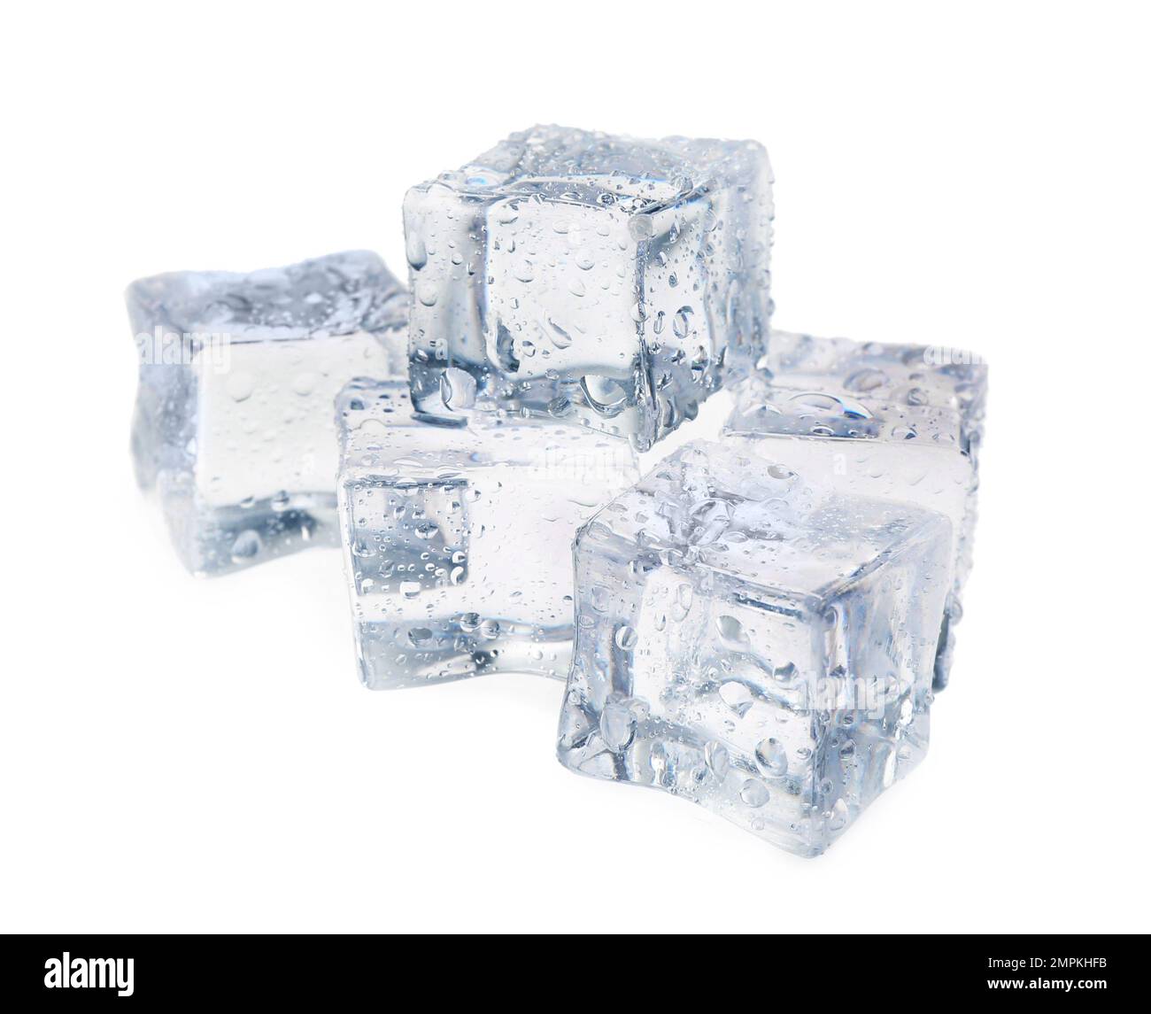 Crystal clear ice cubes isolated on white Stock Photo - Alamy