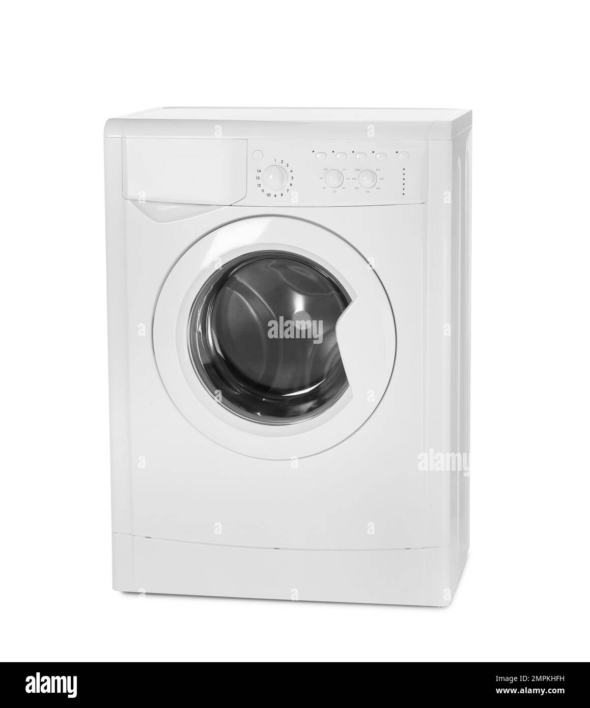 Modern washing machine isolated on white. Laundry day Stock Photo - Alamy