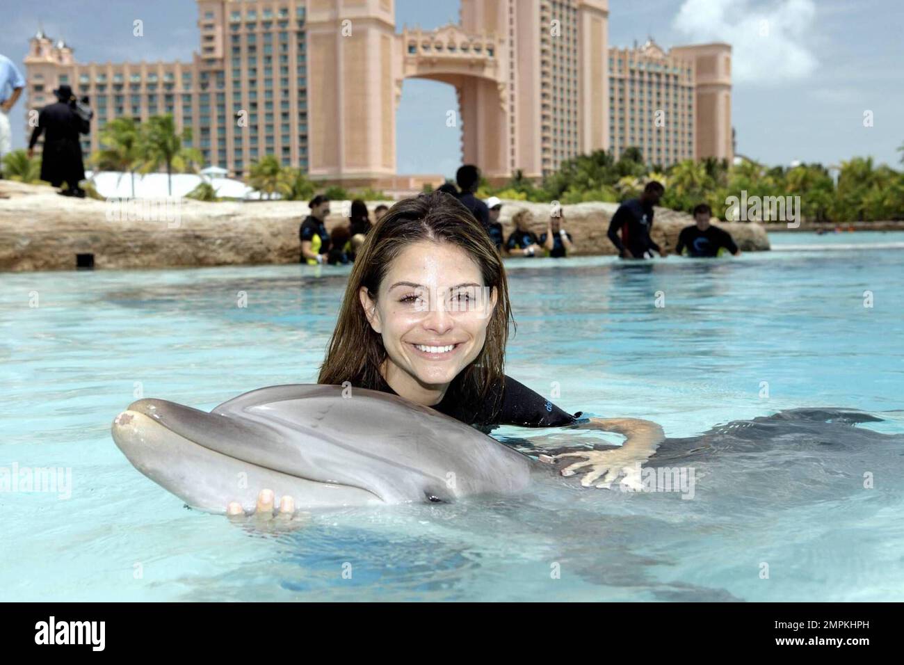 Exclusive!! Maria Menounos swims with the dolphins at Dolphin Cay at ...