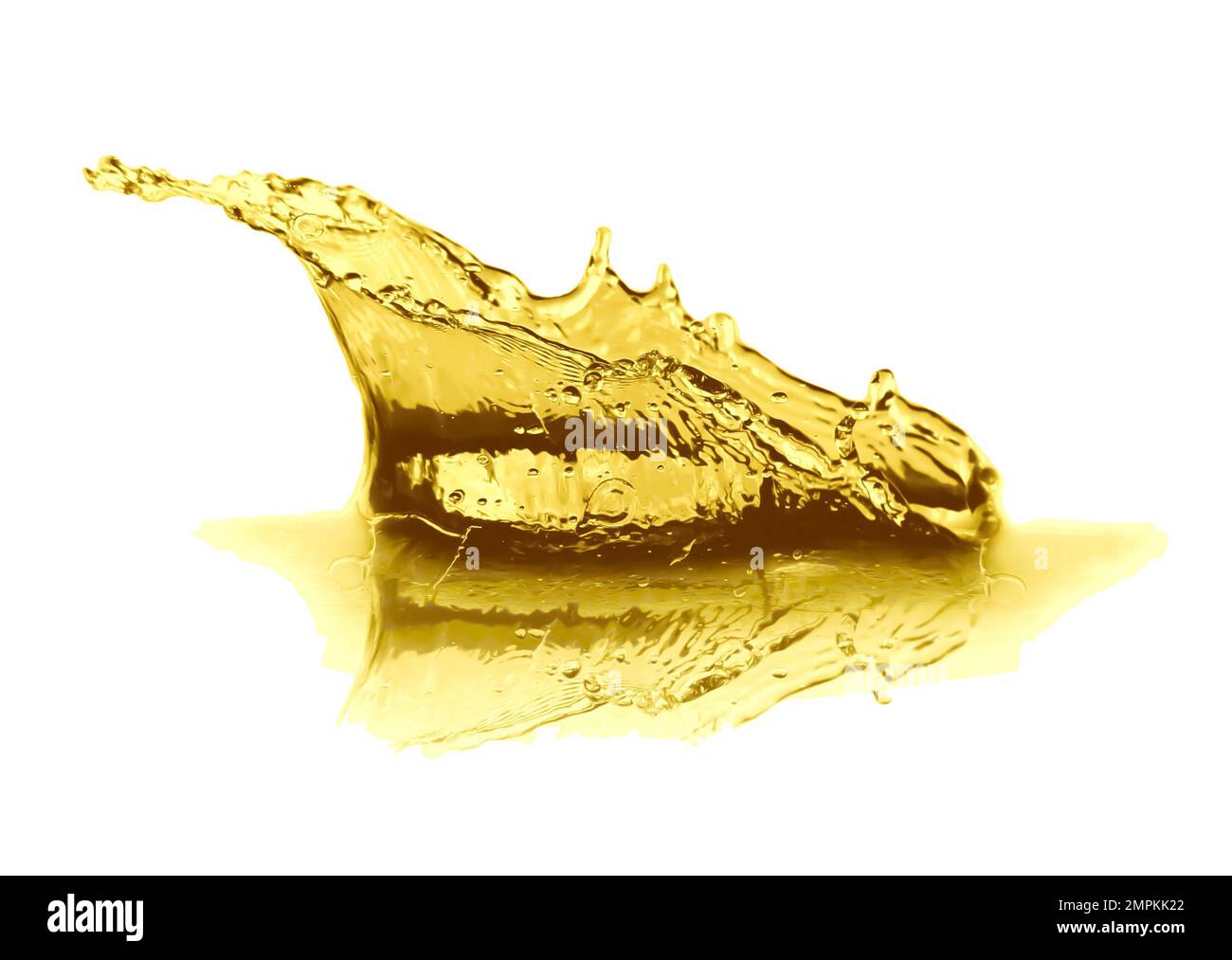 Splash of natural cooking oil on white background Stock Photo - Alamy