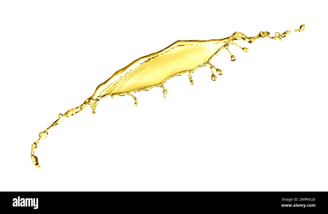 Splash of natural cooking oil on white background Stock Photo - Alamy