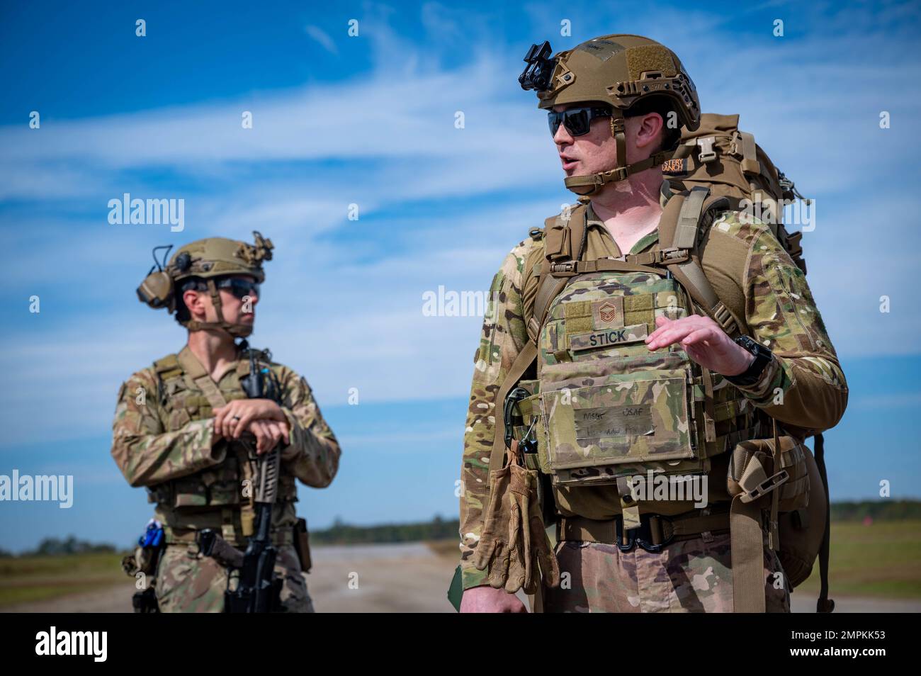 U.S. Air Force Master Sgt. Adam Hickman and Staff Sgt. Kevin Perdue ...