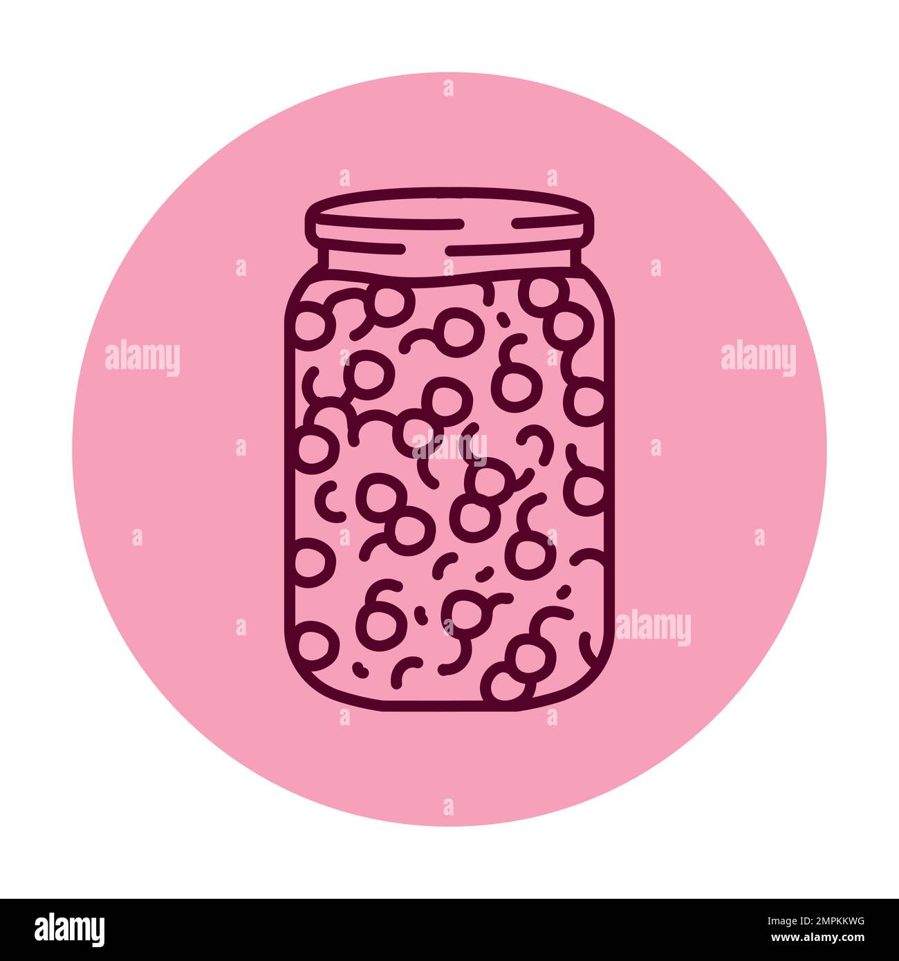 Pickled berries in a jar color line icon. Homemade canned food Stock ...