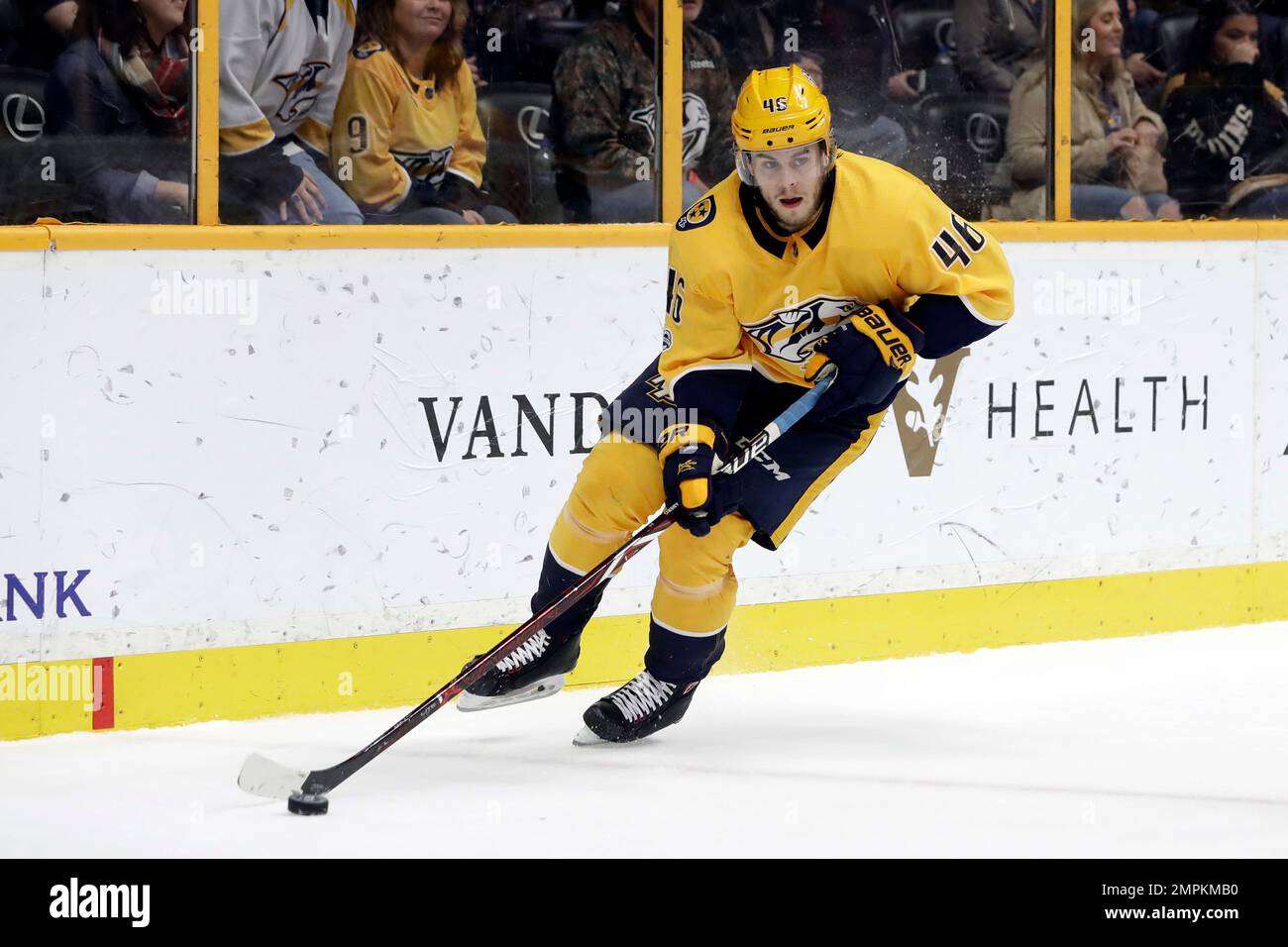 Nashville Predators left wing Pontus Aberg, of Sweden, plays against ...