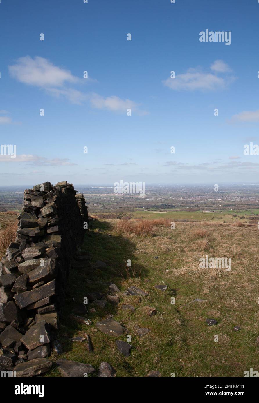 Drystone wall marking a field boundary at Lyme Handley above Lyme Park ...