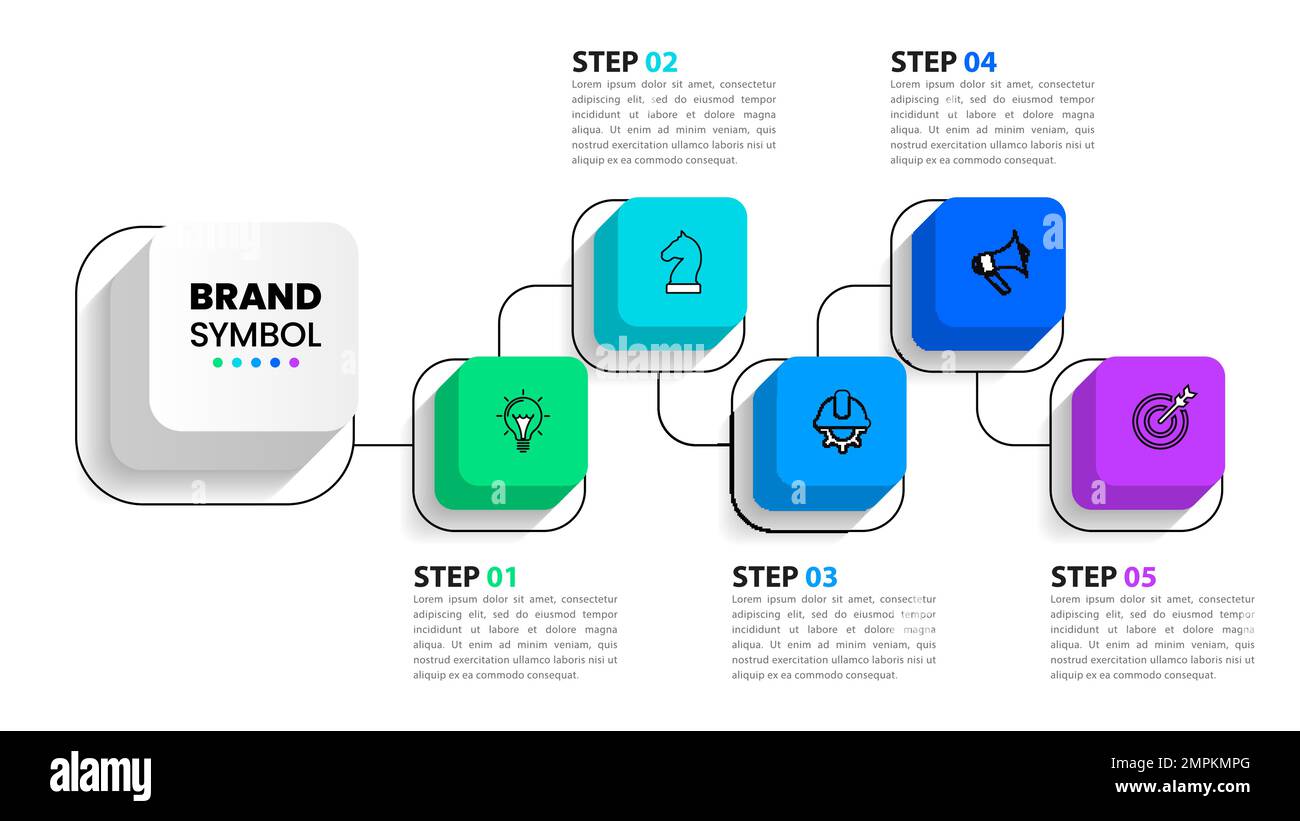 Infographic template with icons and 5 options or steps. Isometric squares. Can be used for ...