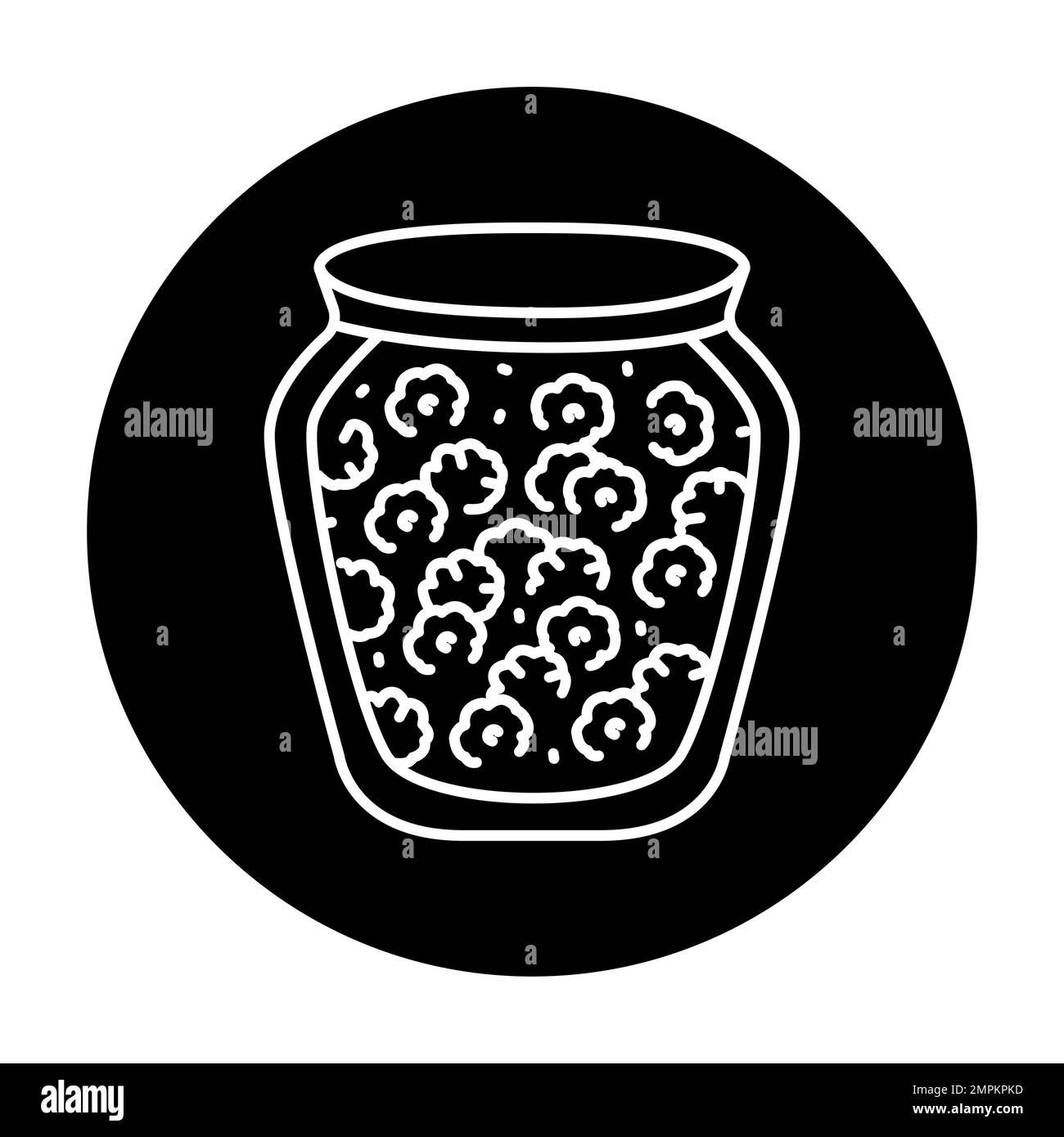 Pickled raspberry jam in a jar color line icon. Homemade canned food ...