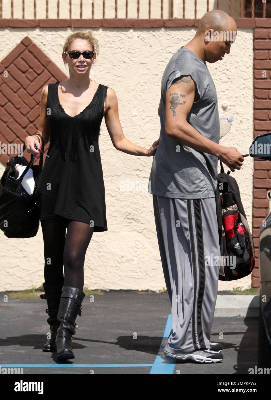 Kym Johnson and Hines Ward leaving the rehearsal studio for "Dancing ...
