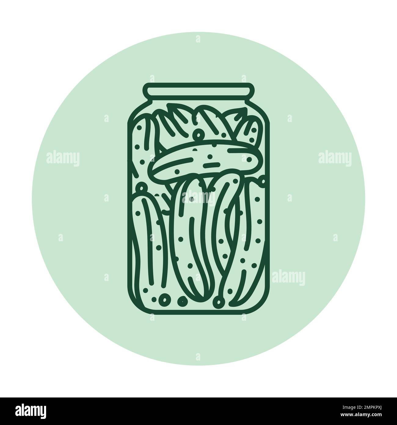 Pickled cucumbers in a jar color line icon. Homemade canned food Stock ...