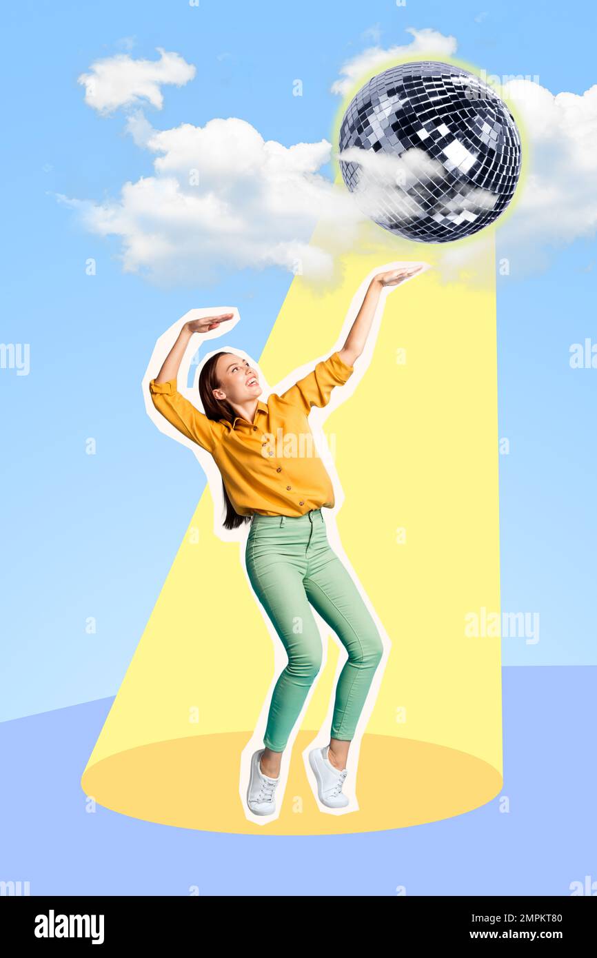 Photo artwork poster minimal collage party dance hall shining disco ...