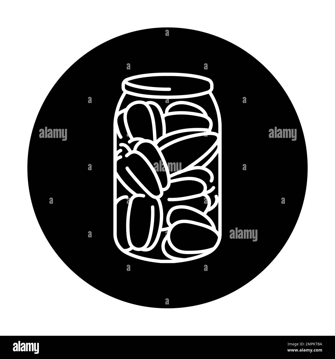 Pickled peppers in a jar color line icon. Homemade canned food Stock ...
