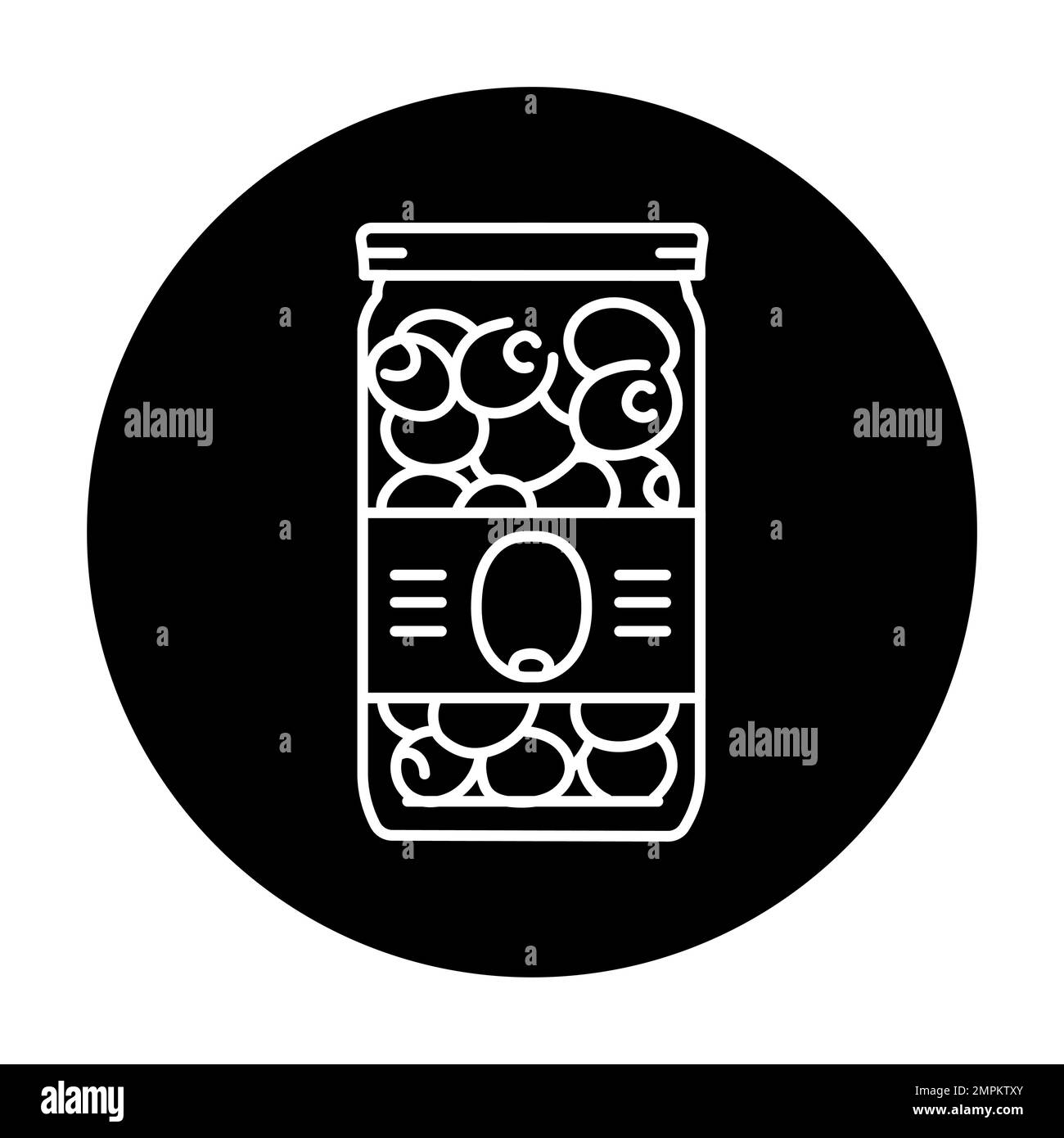 Pickled olives in a jar color line icon. Homemade canned food Stock ...