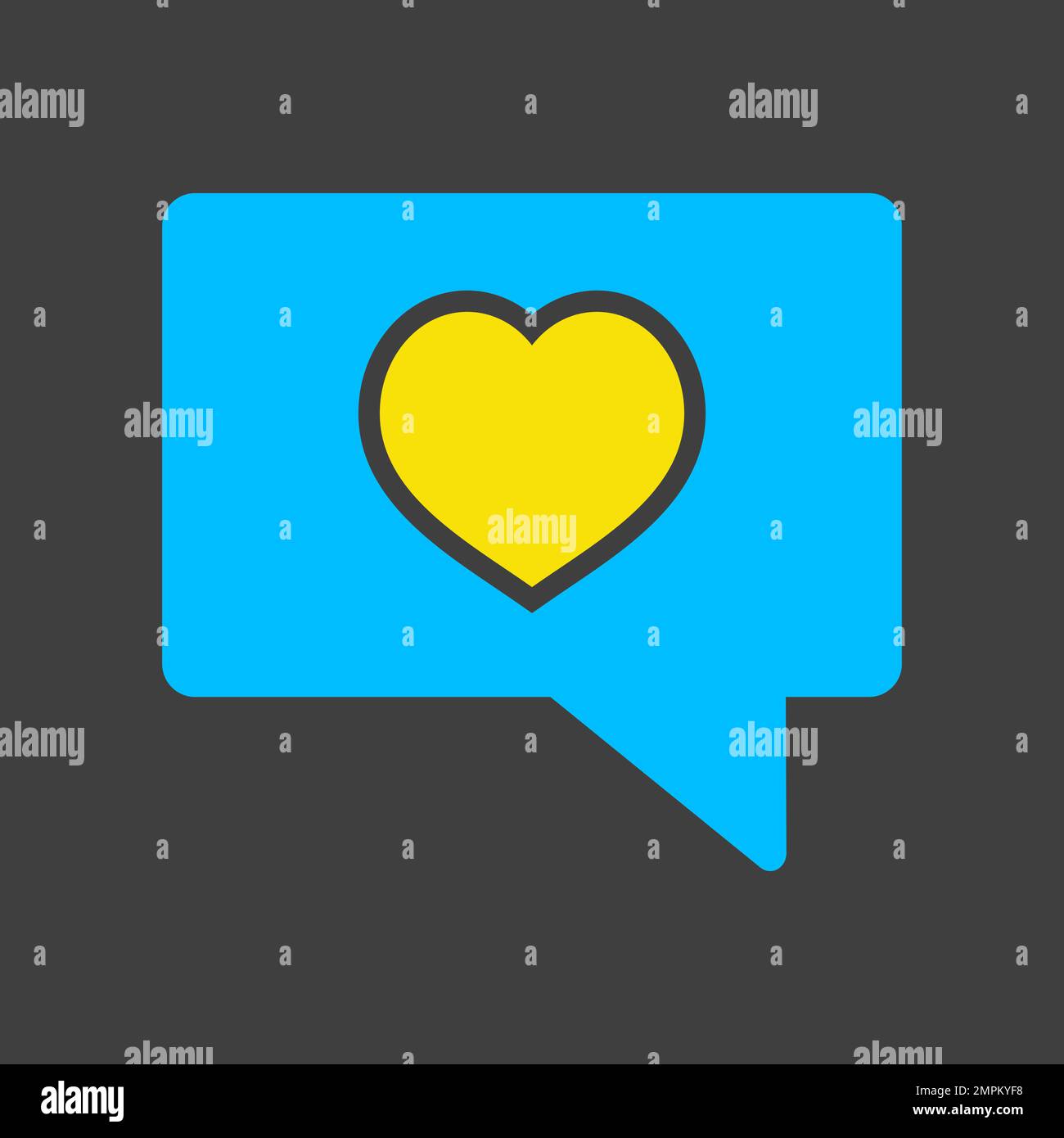 Text bubble with heart glyph on dark background icon. Valentines day ...