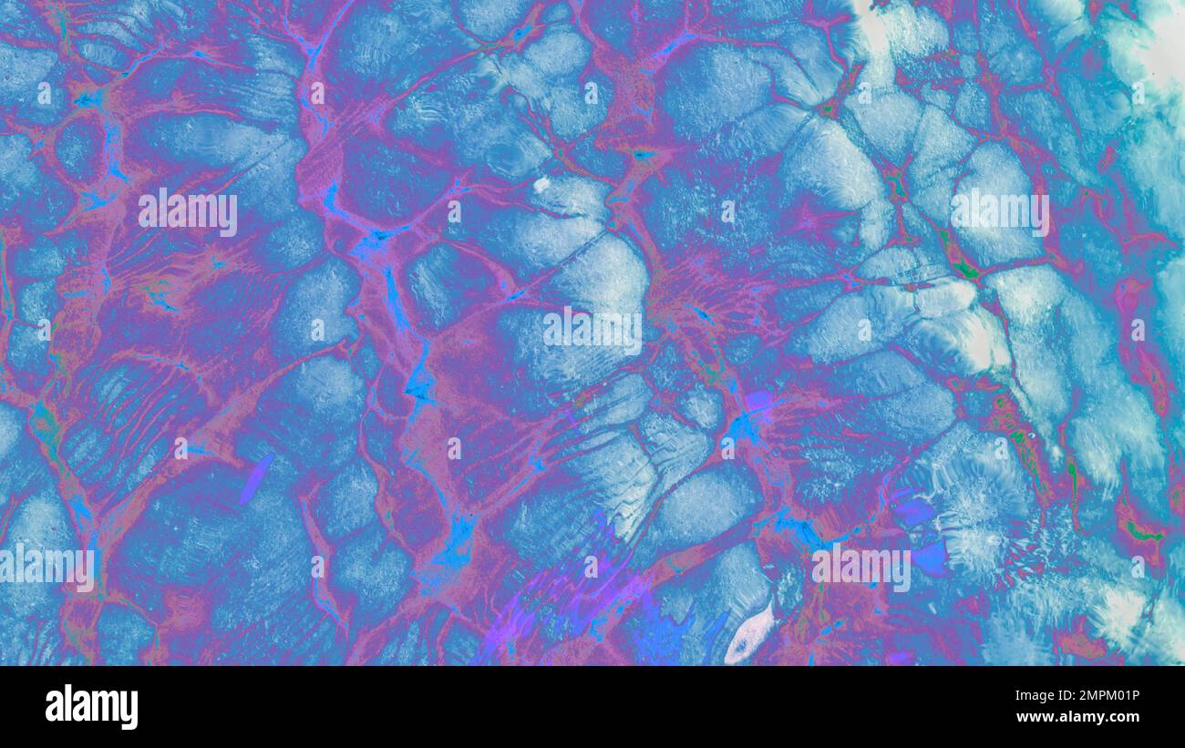 Abstract photo of glowing neon blue water texture with light reflection ...