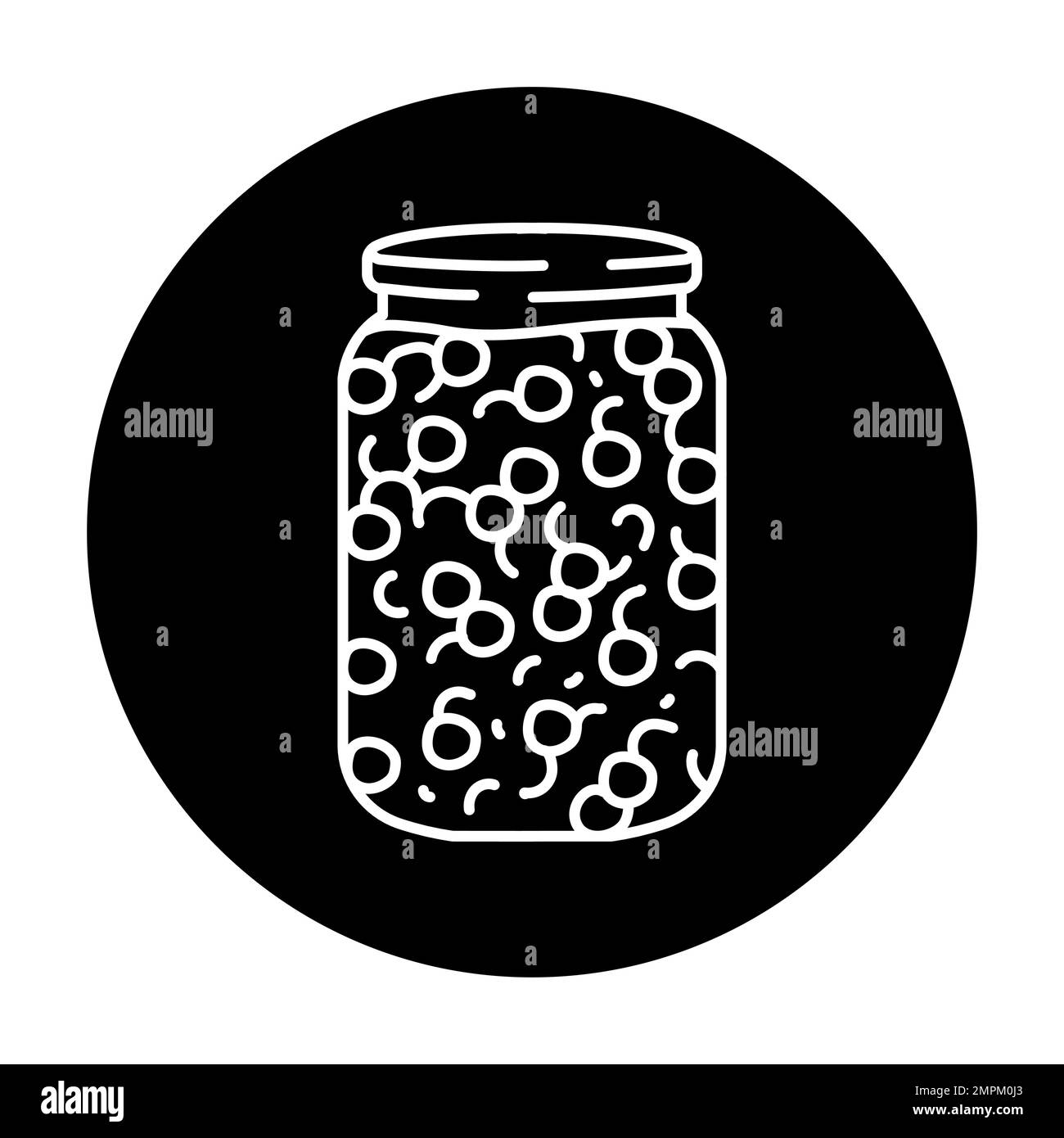 Pickled berries in a jar color line icon. Homemade canned food Stock ...