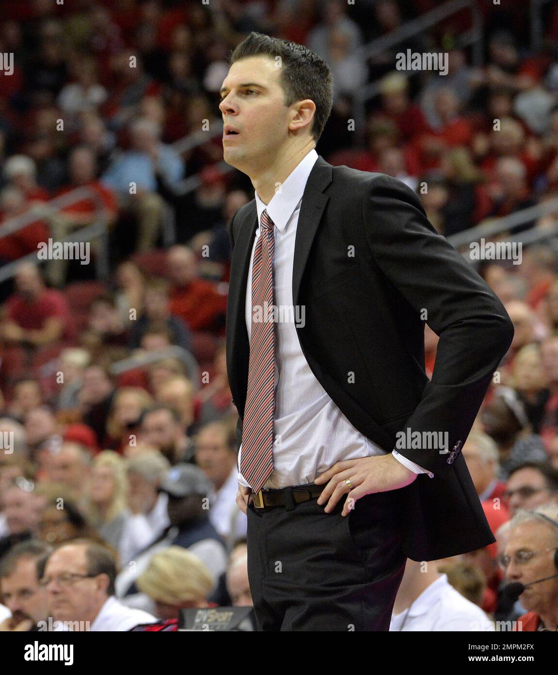 Louisville interim head coach David Padgett watches his team during the ...