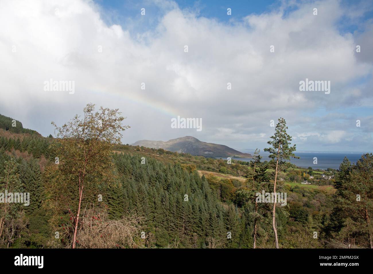 Rainbow Holy Island viewed from near The Giants Graves above Whiting ...